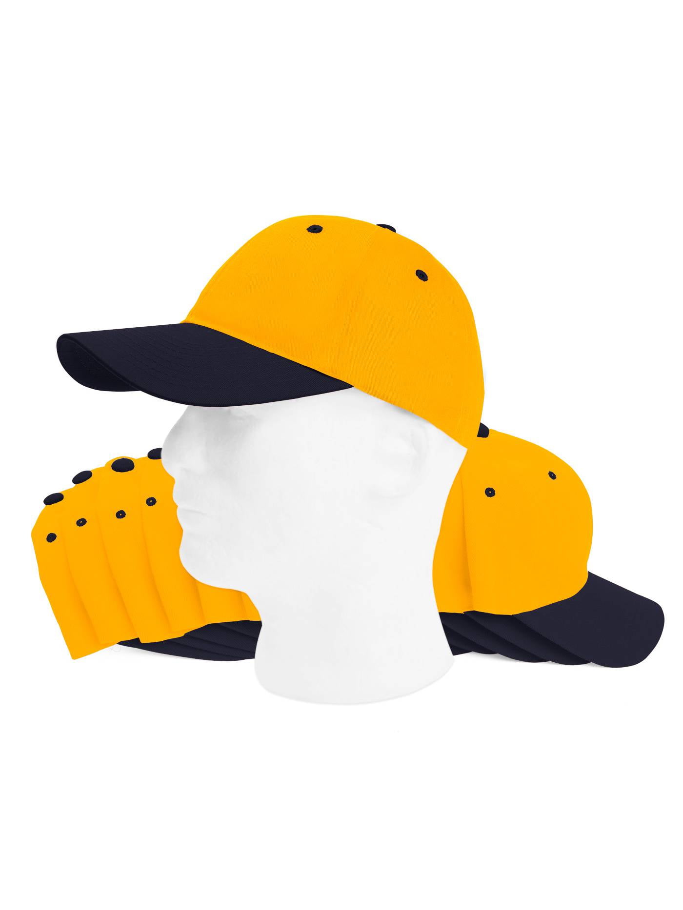 Plain Adjustable Adjustable Hat - 12 Pack - Yellow/Navy - Walmart.com