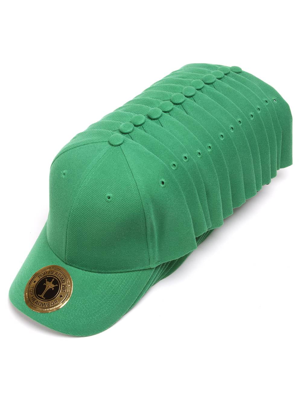 Plain Adjustable Hook & Loop Hat - 12 Pack - Kelly Green - Walmart.com