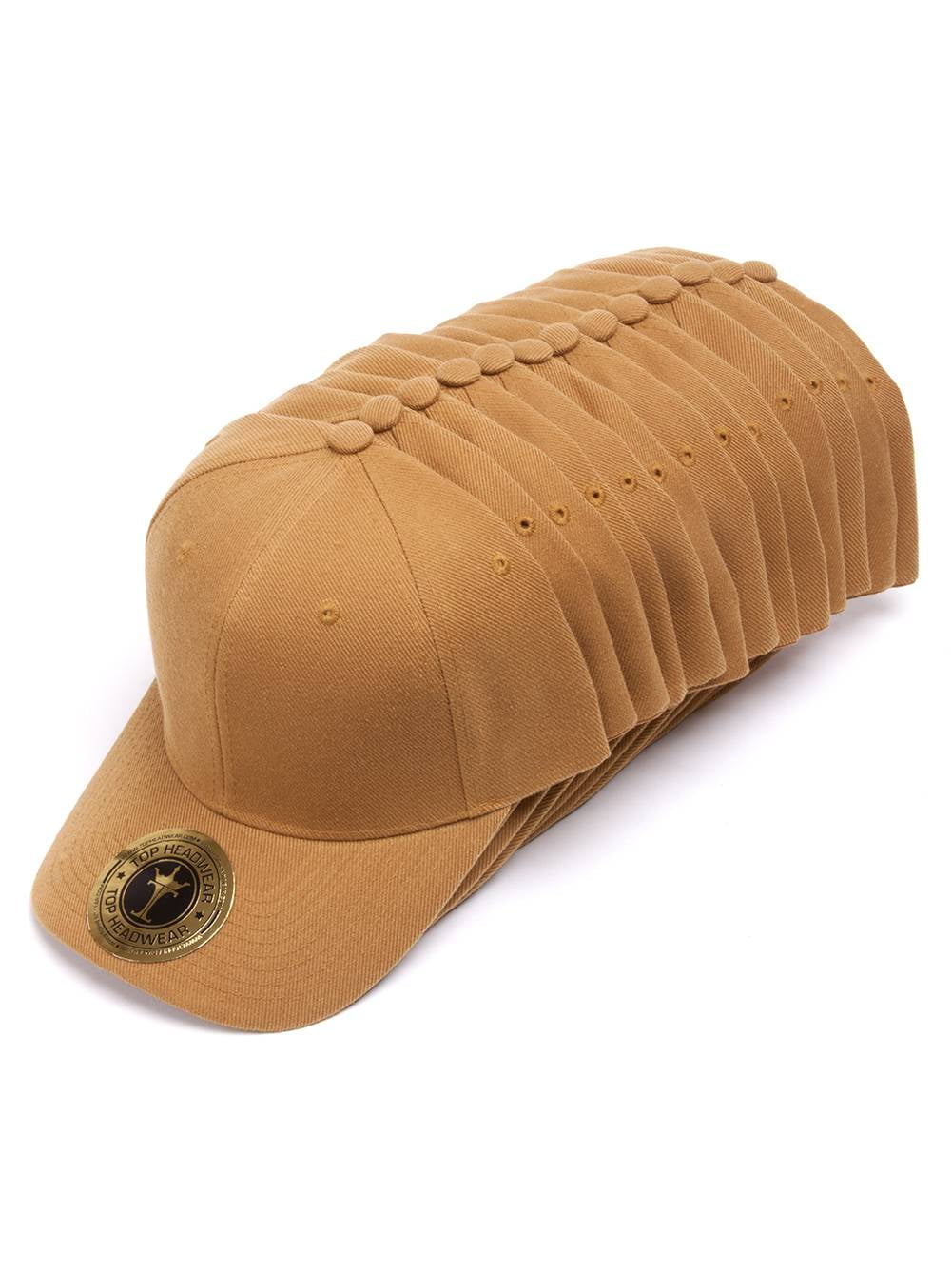 Plain Adjustable Hook & Loop Hat - 12 Pack - Khaki - Walmart.com