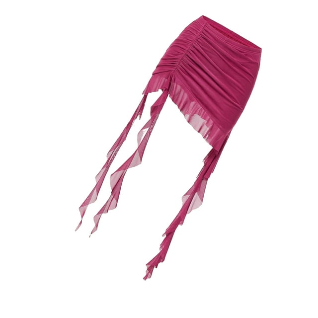 Plain Asymmetrical Hot Pink Women Skirts
