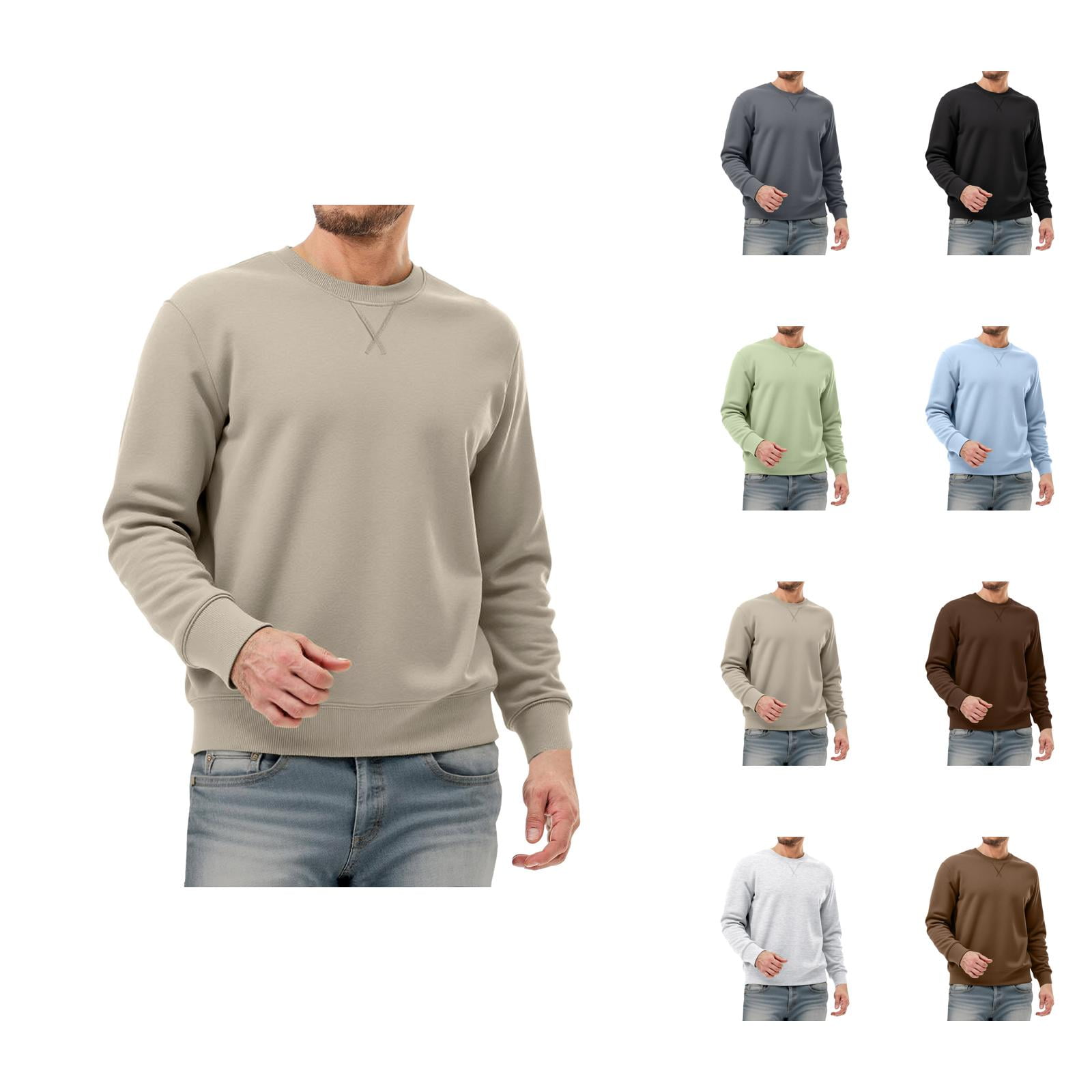 Plain Basic Sweatshirts for Men 2025 Fall Winter Long Sleeve Crewneck ...