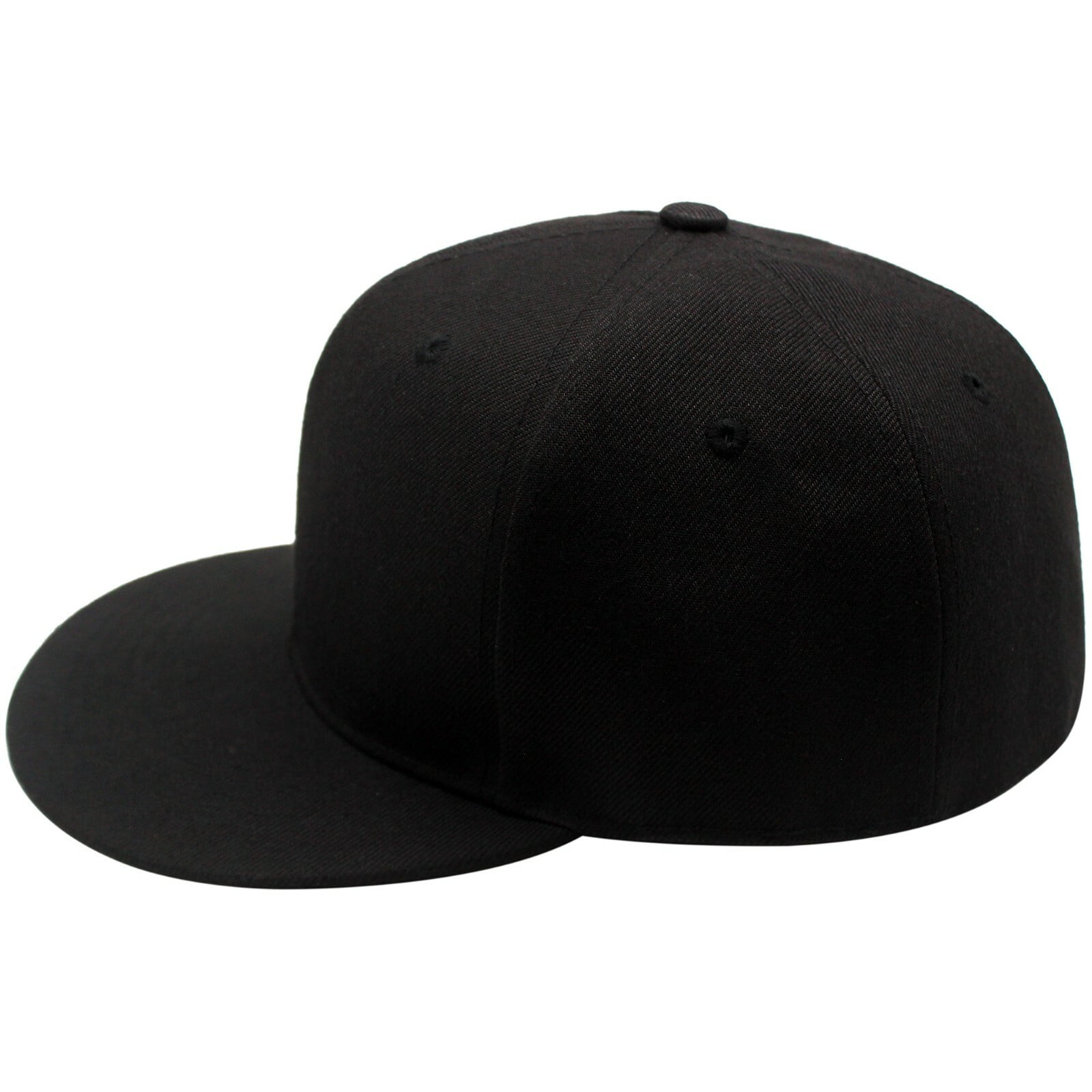 Plain Blank Solid Polyester Fitted Sized Flat Bill Cap Hat 9 Sizes ...