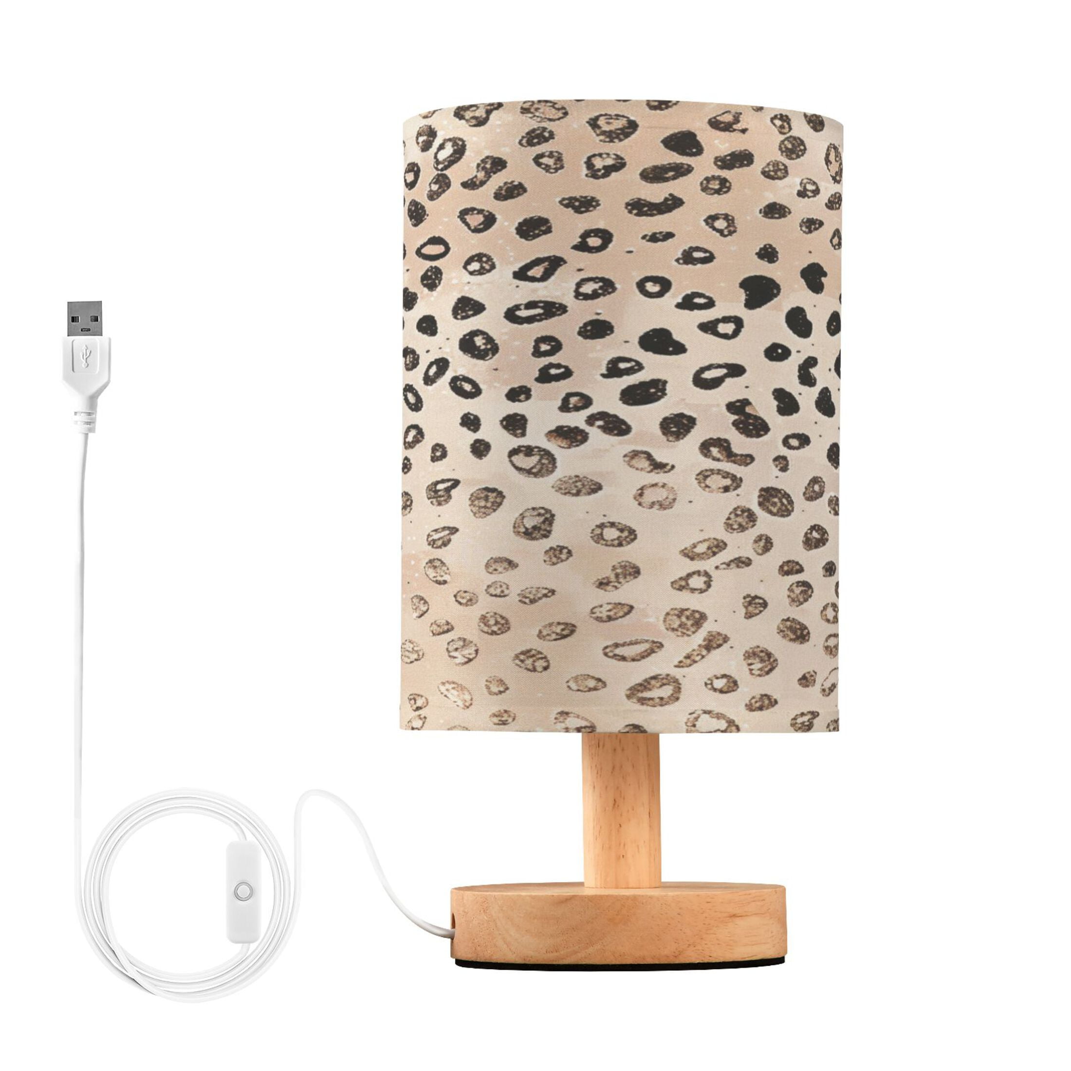Plain Cheetah Glitter Print Bedside Table Lamp Desk Warm Lights with ...