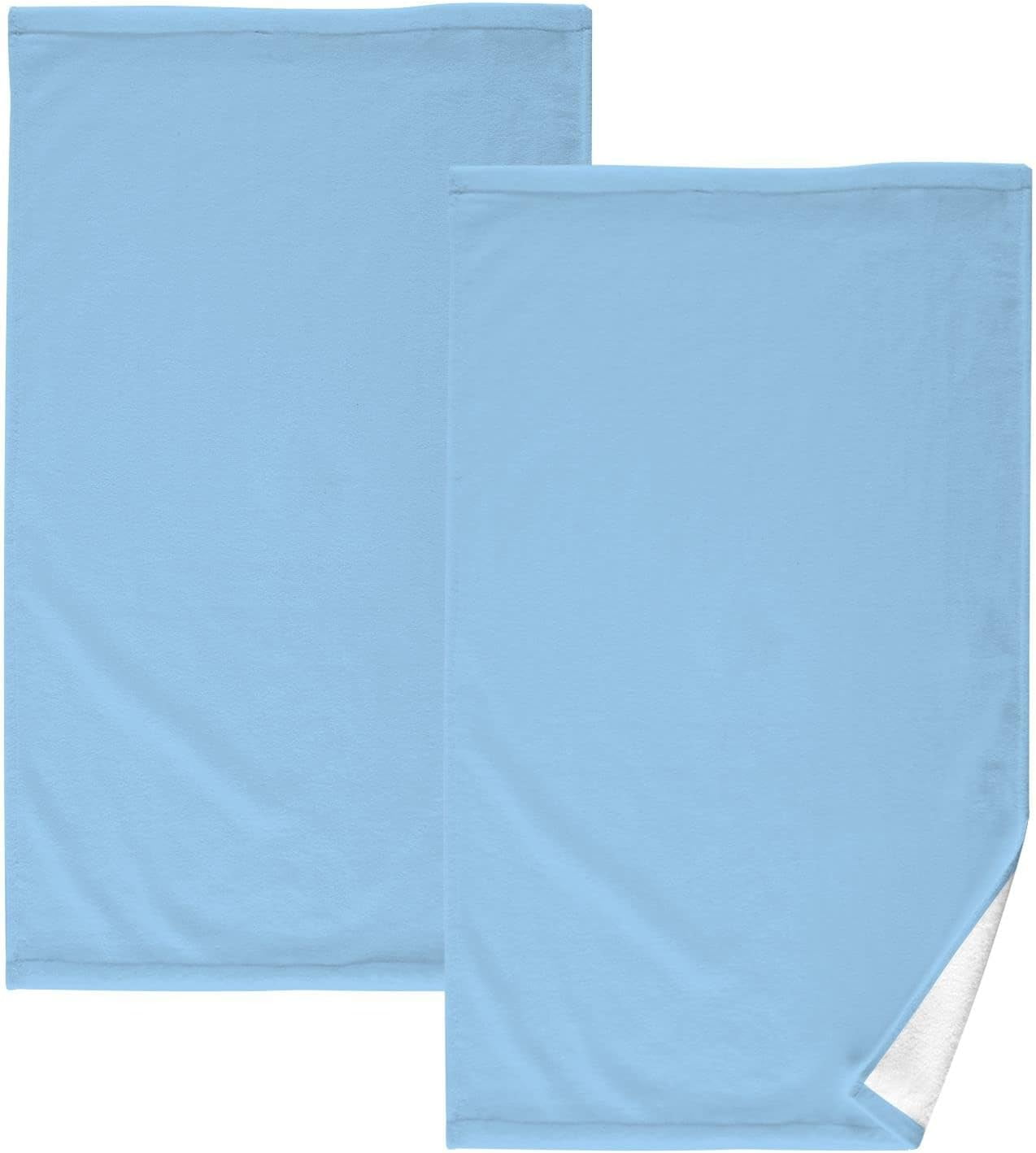 Plain Denim Blue Solid Color Towels Set of 2, Super Soft Absorbent Hand ...