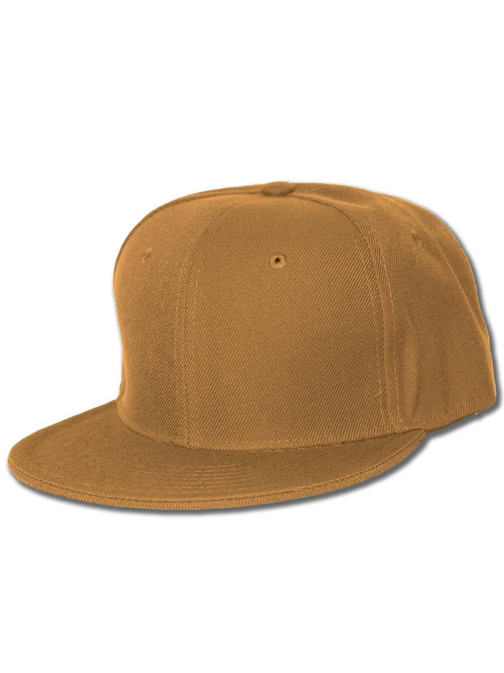Plain Fitted Flat Bill Hat, Solid and Neon Colors , Light Brown 7 1/8 ...