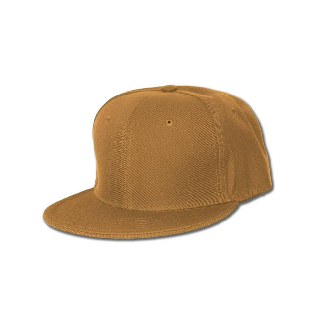 Plain Fitted Flat Bill Hat, Solid and Neon Colors , Light Brown 7 1/8 ...