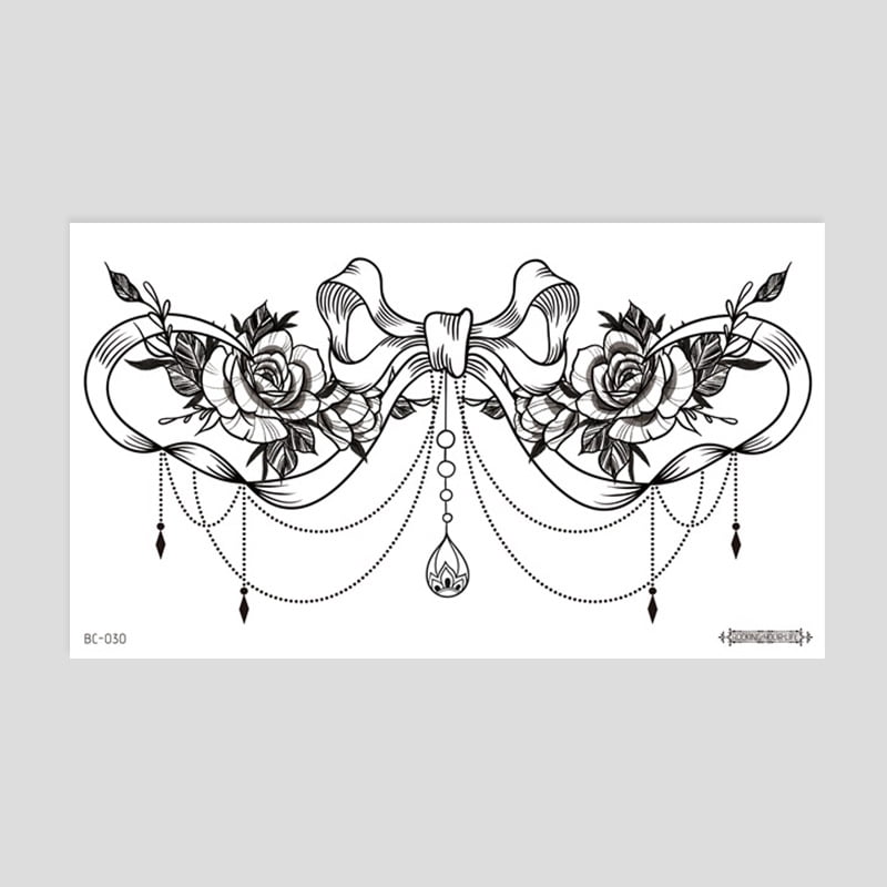 Plain Flower Tattoo Sticker Collarbone Chest European and American Scar ...