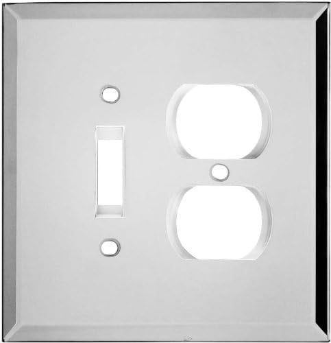 Plain Glass Mirror Outlet Wall Plate | 1 Toggle - 1 Duplex | 5.25" x 5. ...