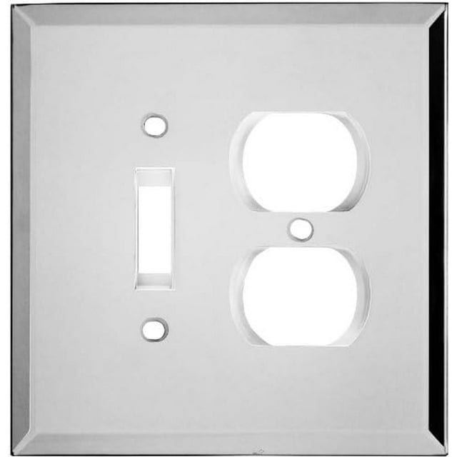 Plain Glass Mirror Outlet Wall Plate | 1 Toggle - 1 Duplex | 5.25" x 5. ...