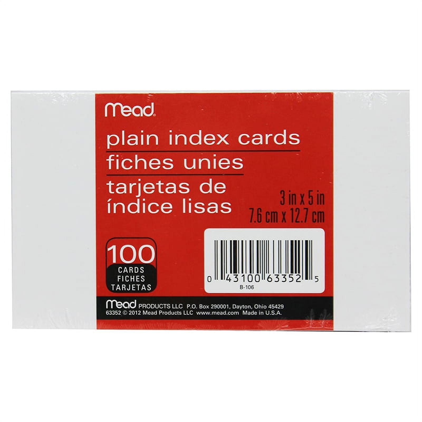 Plain Index Cards, White, 3" x 5",, Pack of 100 | Bundle of 10 Packs ...