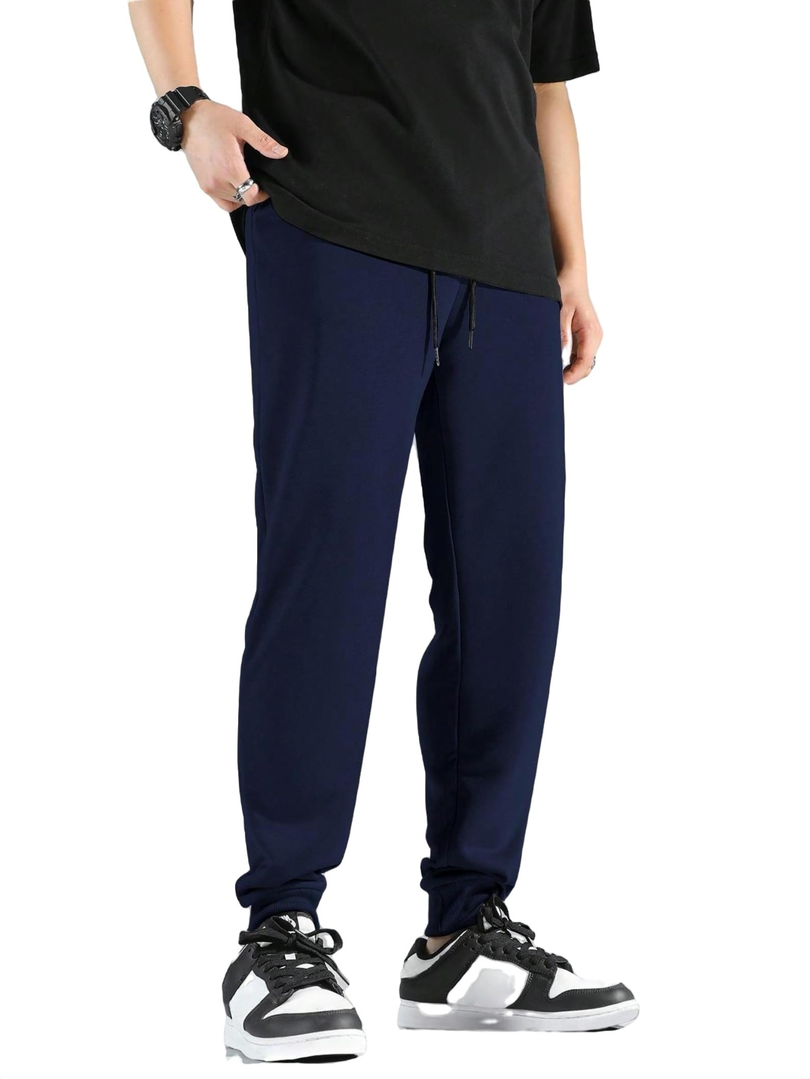 Plain Jogger Navy Blue Men Sweatpants (Men's) - Walmart.com