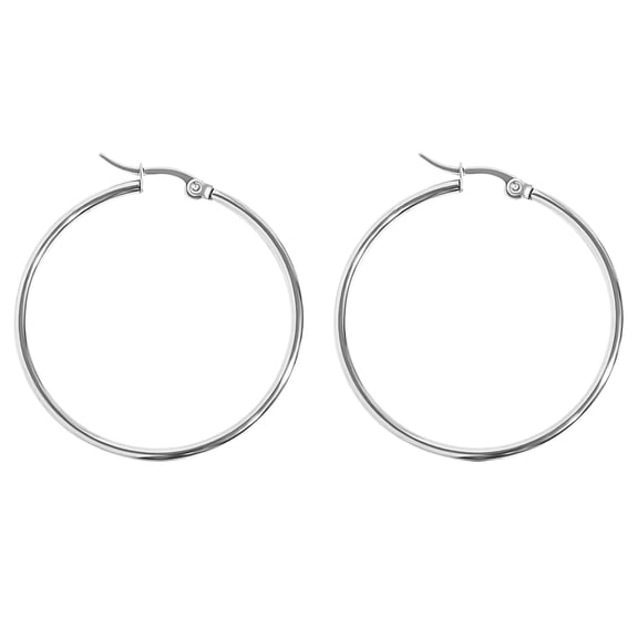 Large Plain Hoop Earrings for Women Silver Tone Stainless Steel Ginger ...
