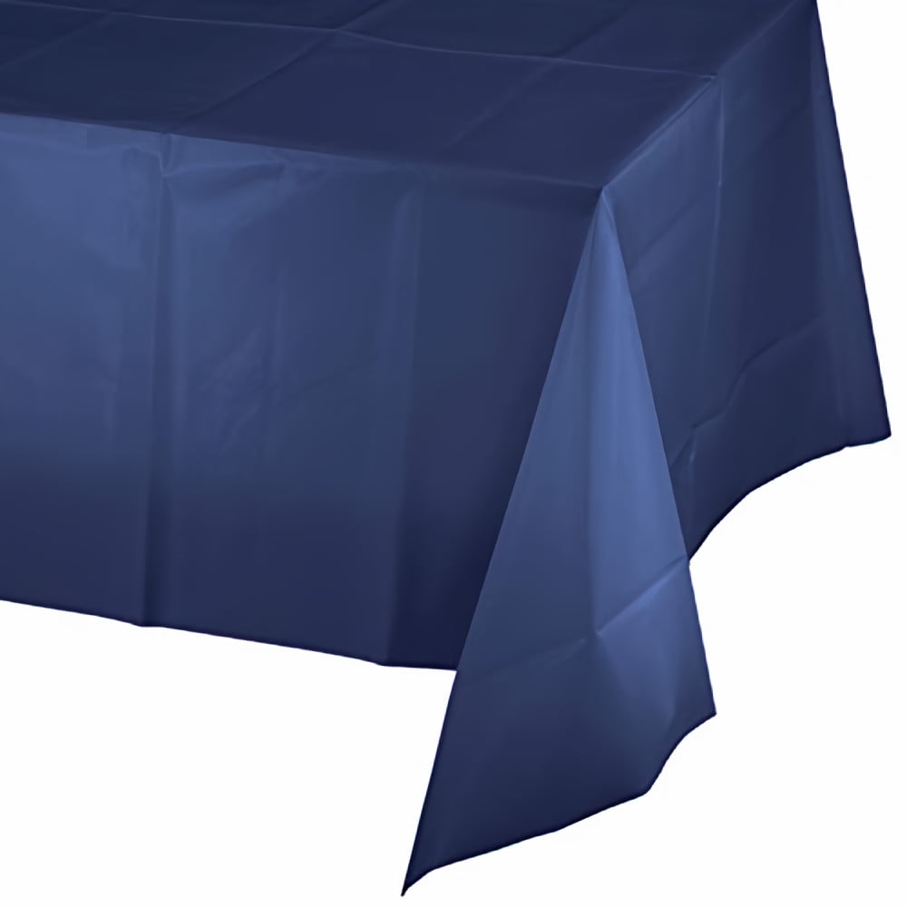 Sensations Plain Navy Blue Rectangular Plastic Tablecloth (Pack of 3 ...
