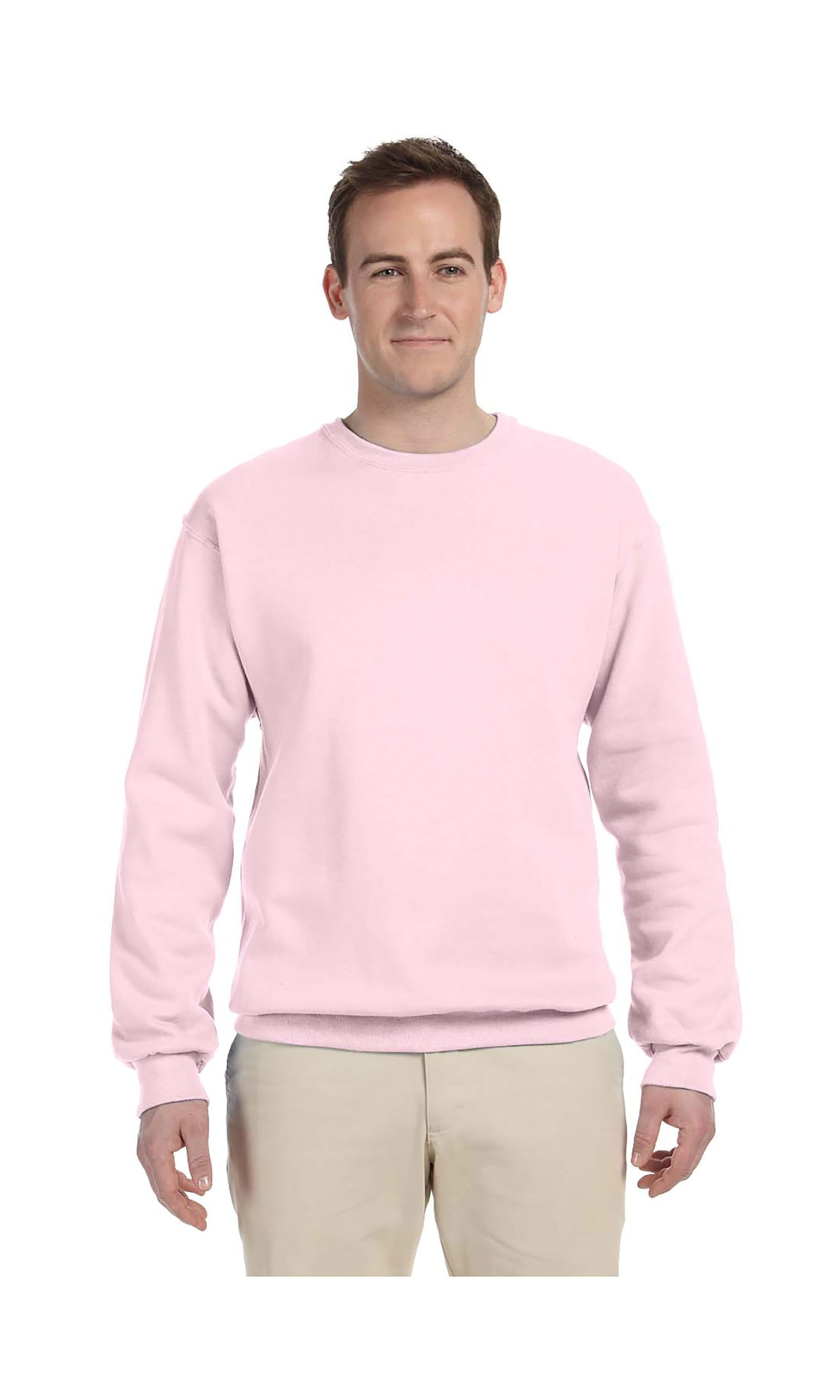 Plain Pullover Crew Neck Sweatshirt (Classic Pink) - Classic Pink - Sm ...