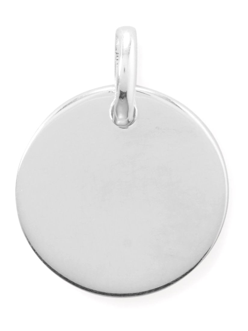 Plain Round Tag Pendant Charm Sterling Silver Engravable - Walmart.com