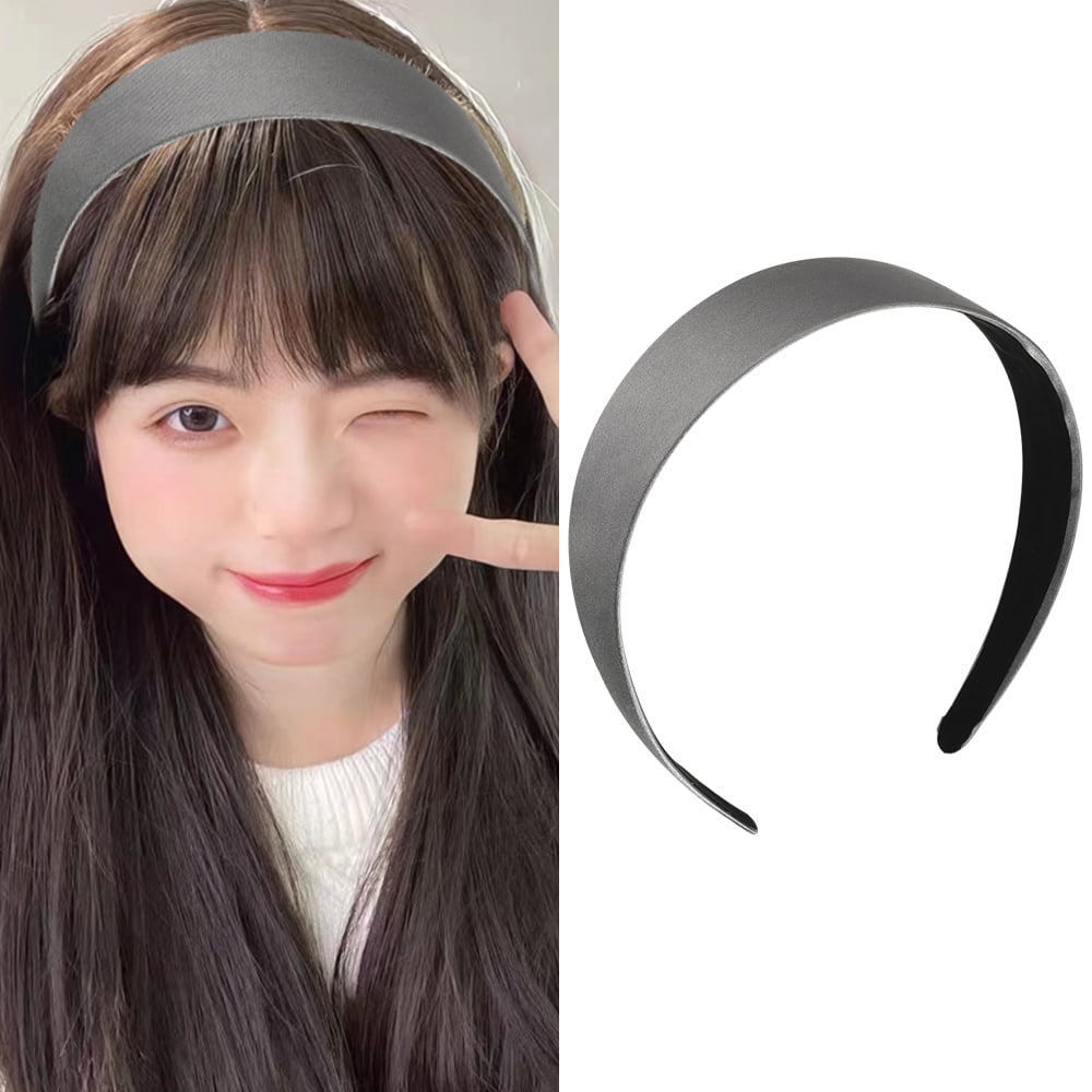 Plain Satin Hair Bands Hoops for Women Non-slip Fashion Wide Head Hair ...