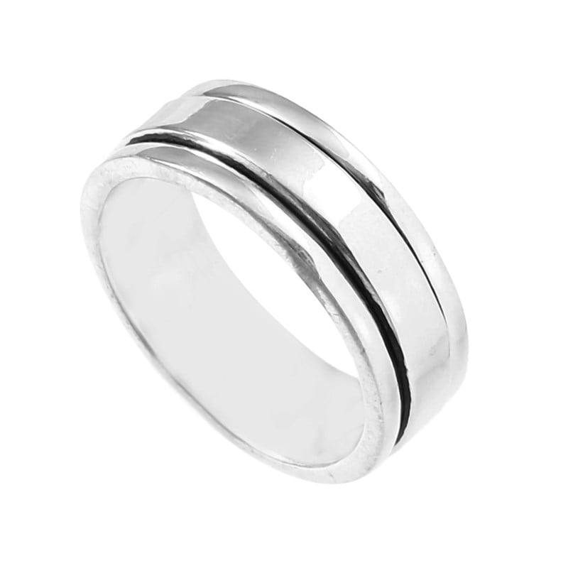 Plain Silver Fidget Spinner 925 Sterling Silver Spinner Ring - Walmart.com