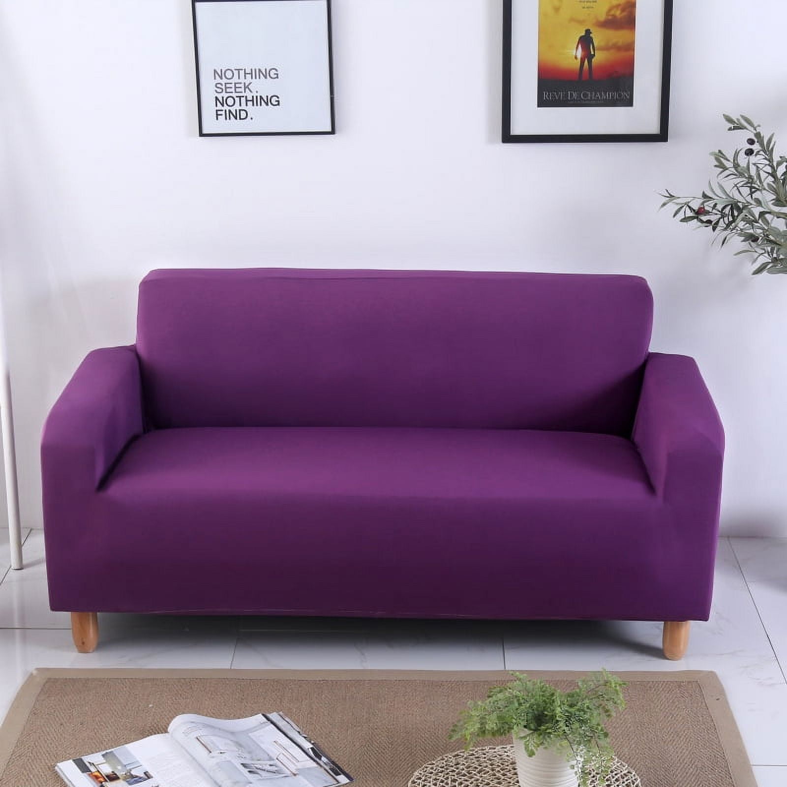 Plain Sofa Cover Elastic Sofa Slipcover Tight Wrap All-inclusive ...