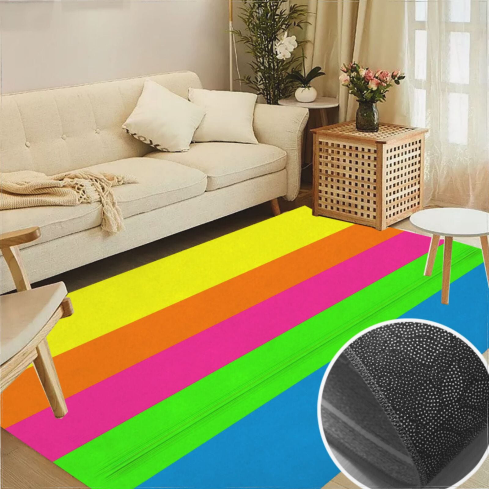 Plain Solid Neon Fluorescent Rainbow Stripes 5 Colors Adult Home Decor ...