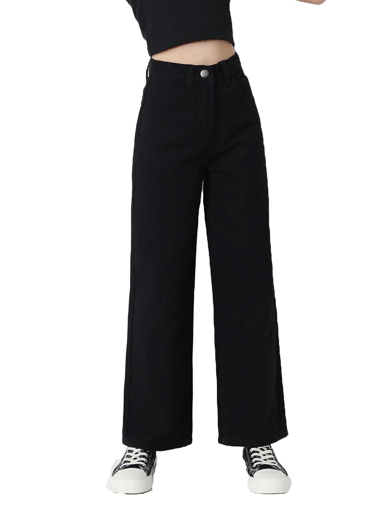 Plain Straight Leg Black Girl's Jeans (Girl's) - Walmart.com