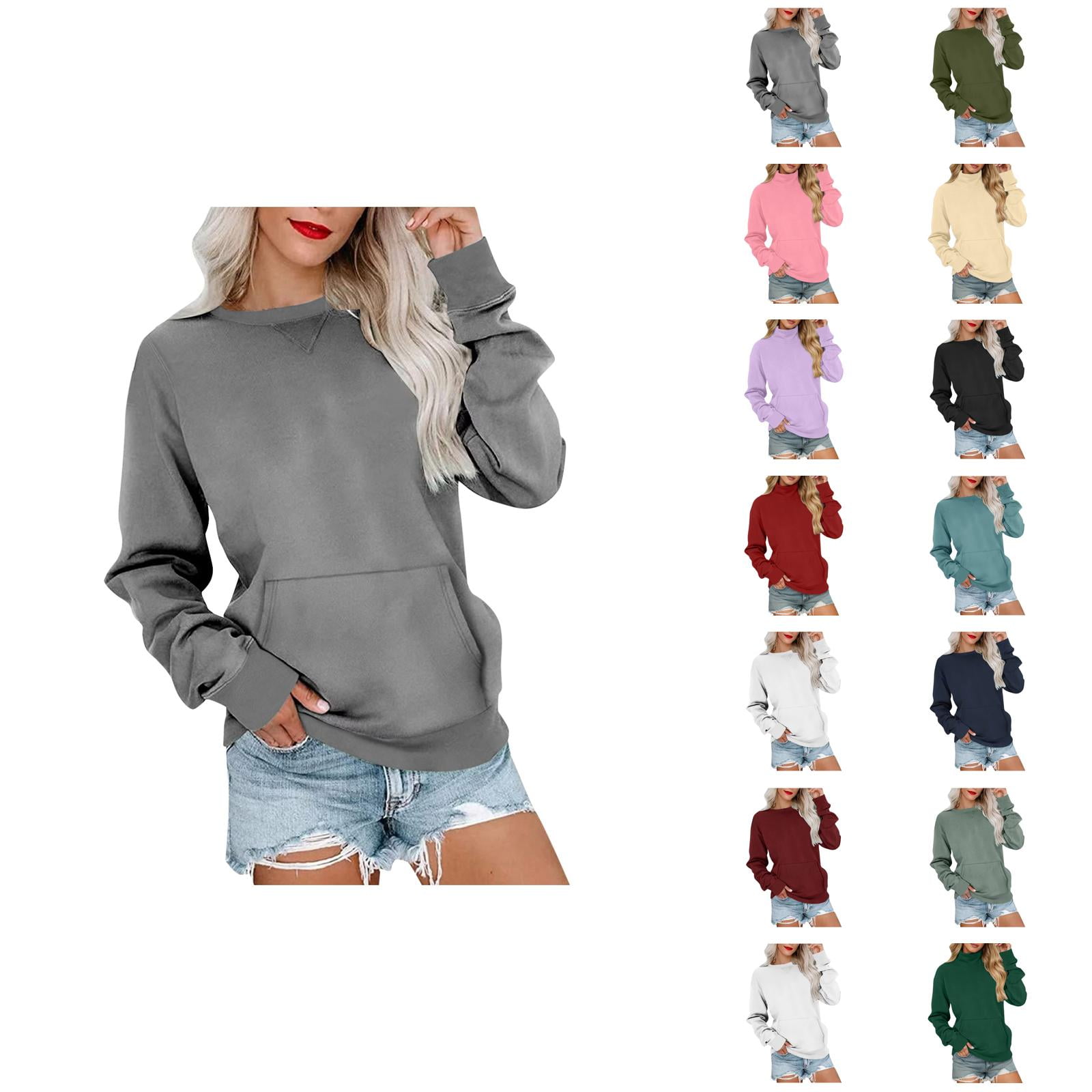 Plain Sweatshirts for Women 2025 Fall Winter Long Sleeve Crewneck ...