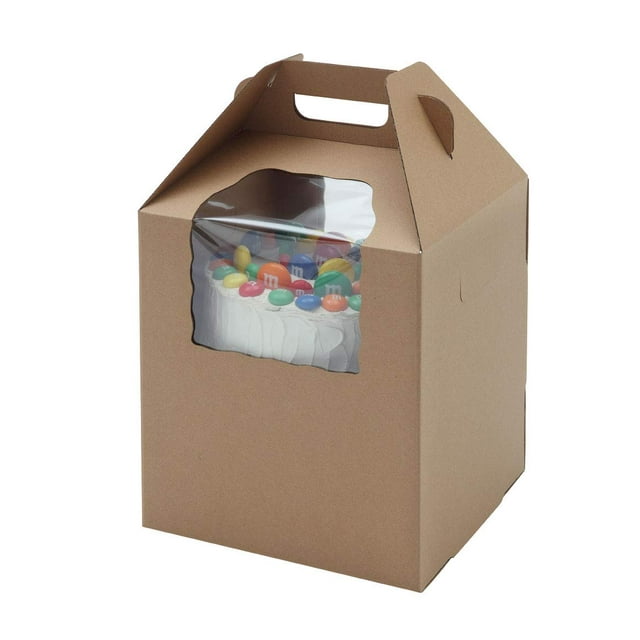 Plain Tall Kraft/Kraft Cake-Carrier Box 14" x 14" x 16" High with ...