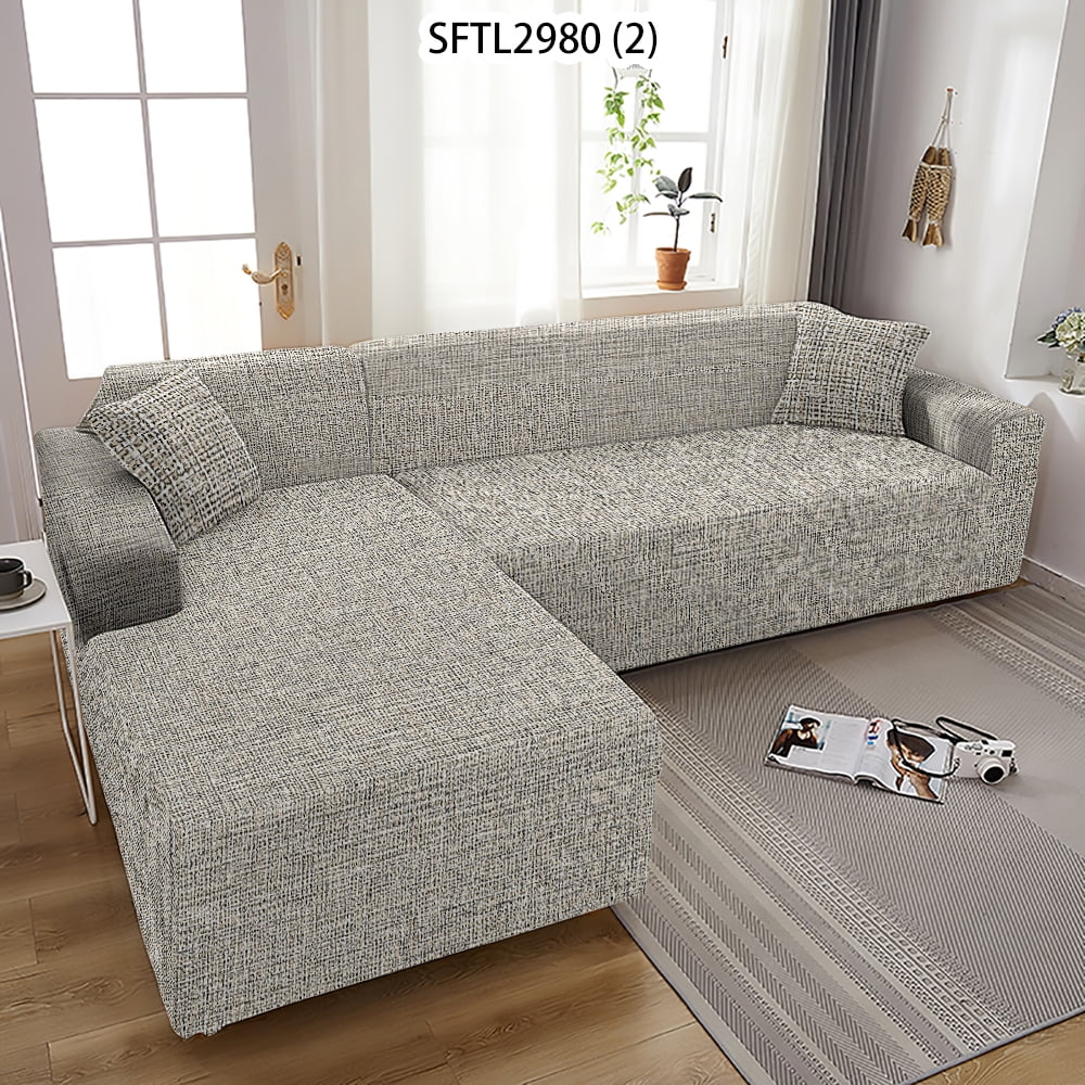 Plain Texture Casual Simplicity Sofacover L Shape 1/2/3/4-Seater Small ...