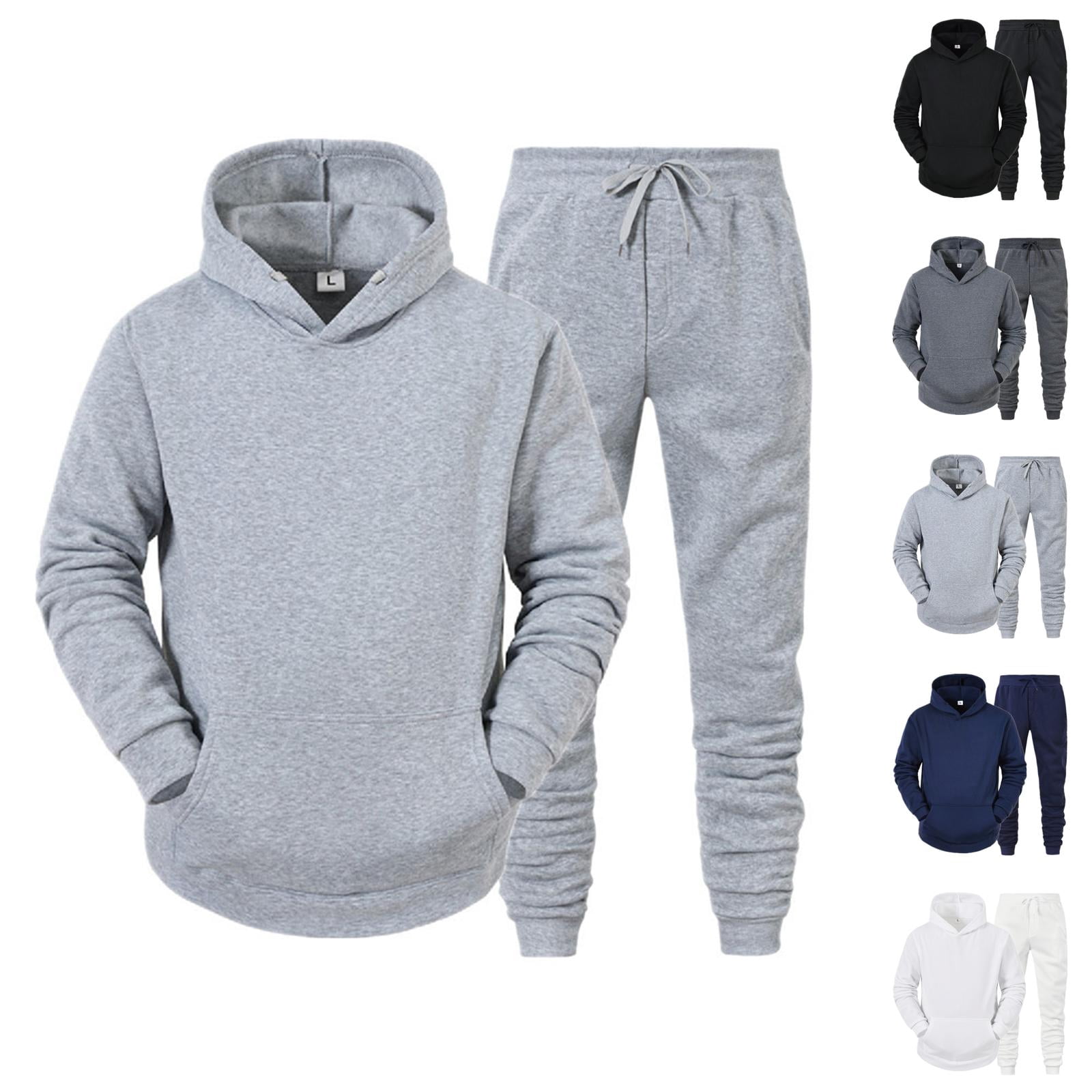 Plain Tracksuit for Men 2025 Hooded Sweatshirt Sweatpants Matching Set ...