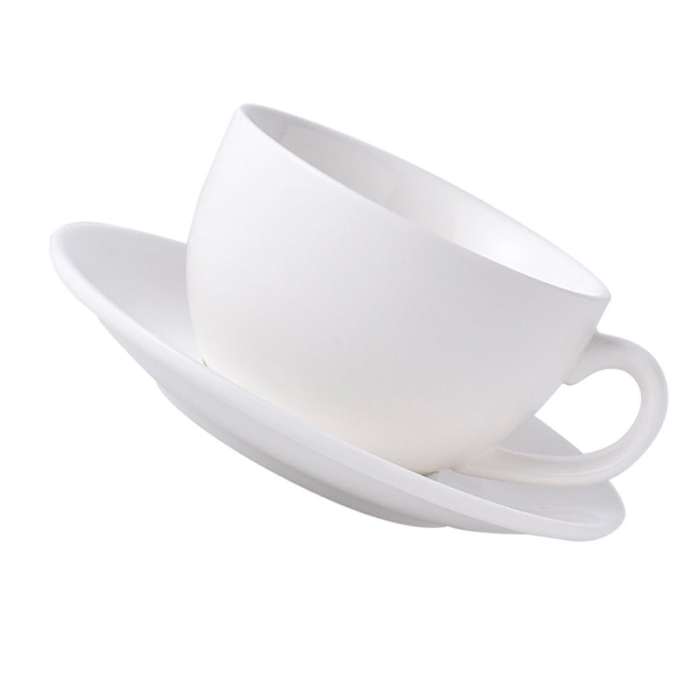 Plain White Coffee Afternoon Tea Cups Espresso Ceramic Elegant Serving ...