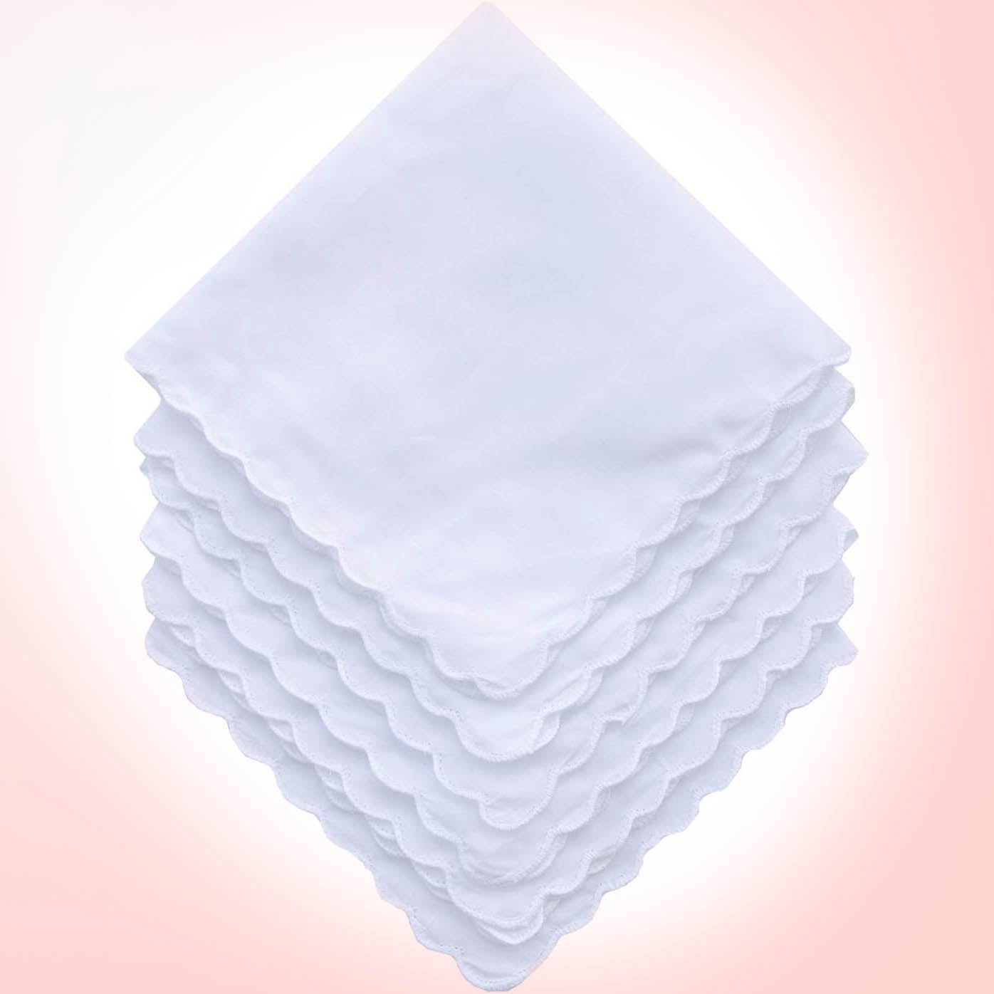 Plain White Cotton Handkerchiefs with Scalloped Edge - Walmart.com