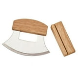 Plain Wood ULU Knife Stainless Steel with Wooden Stand Base - Walmart.com