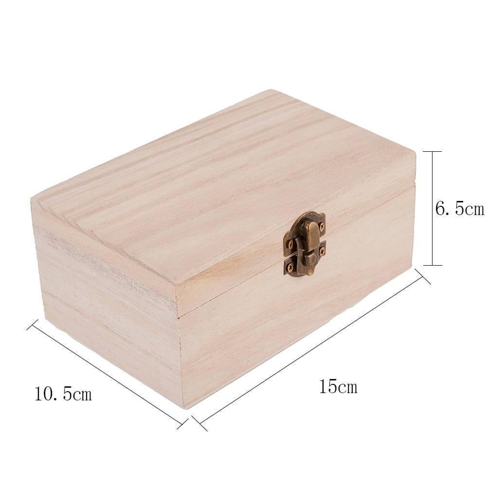 Plain Wood Wooden Square Hinged Storage Boxes Craft Gift Box - Walmart.com