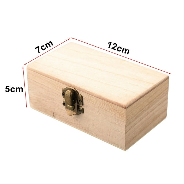 Plain Wood Wooden Square Hinged Storage Boxes Craft Gift Box - Walmart.com