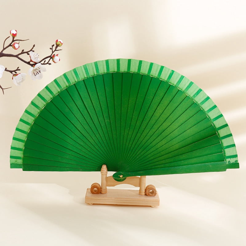 Plain Wooden Folding Fan Women's Simple Classical Solid Color Folding ...