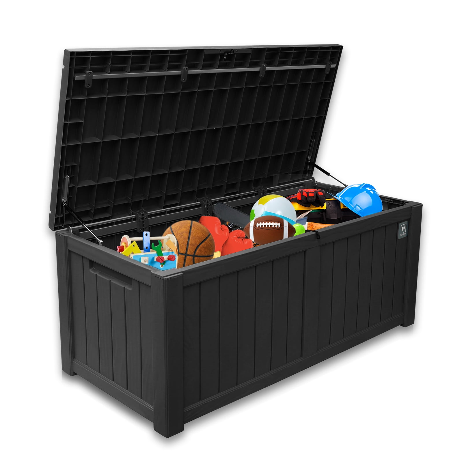 Plainsity 120 Gallon Large Deck Box, Resin Outdoor Storage Box ...