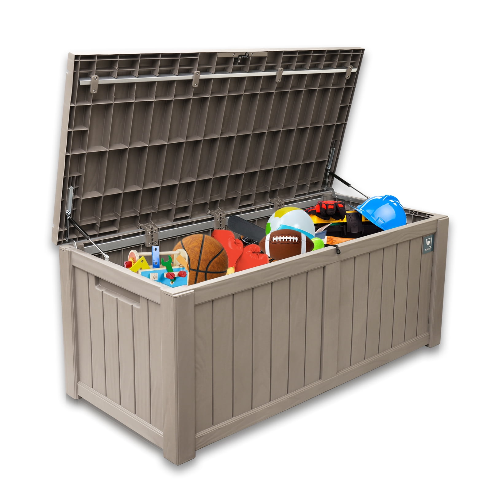 Plainsity 120 Gallon Large Deck Box, Resin Outdoor Storage Box ...