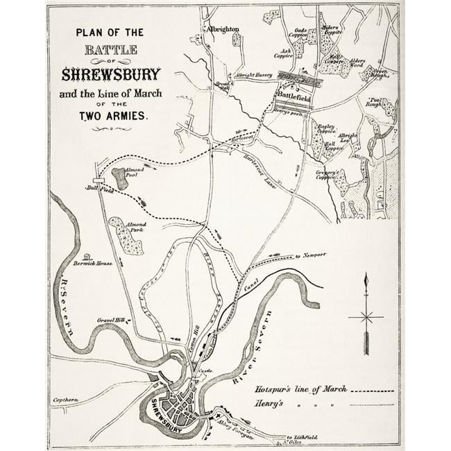 Plan Of The Battle Of Shrewsbury Shropshire England Fought July 21 1403. From - Walmart.com