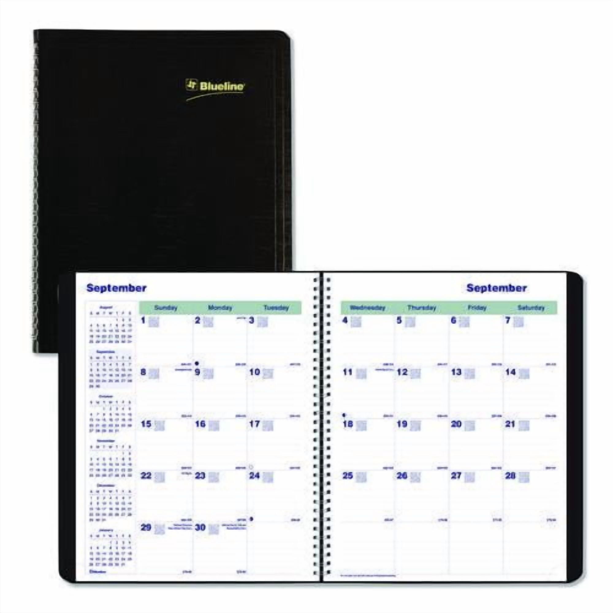 Plan and Link Monthly Planner, 9.25 x 7.25, Black Distressed Faux ...