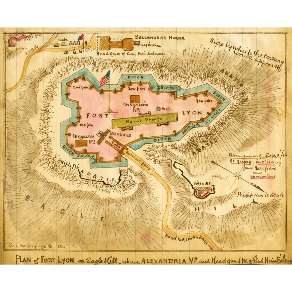 Plan of Fort Lyon on Eagle Hill above Alexandria Va. Poster Print by ...