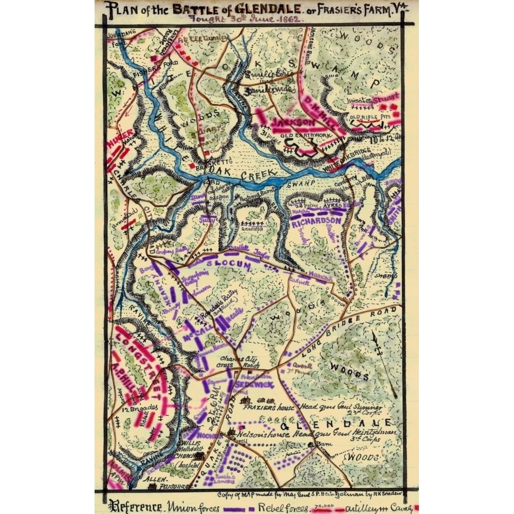 Plan of the Battle of Glendale Poster Print by Robert Knox Sneden (18 x ...