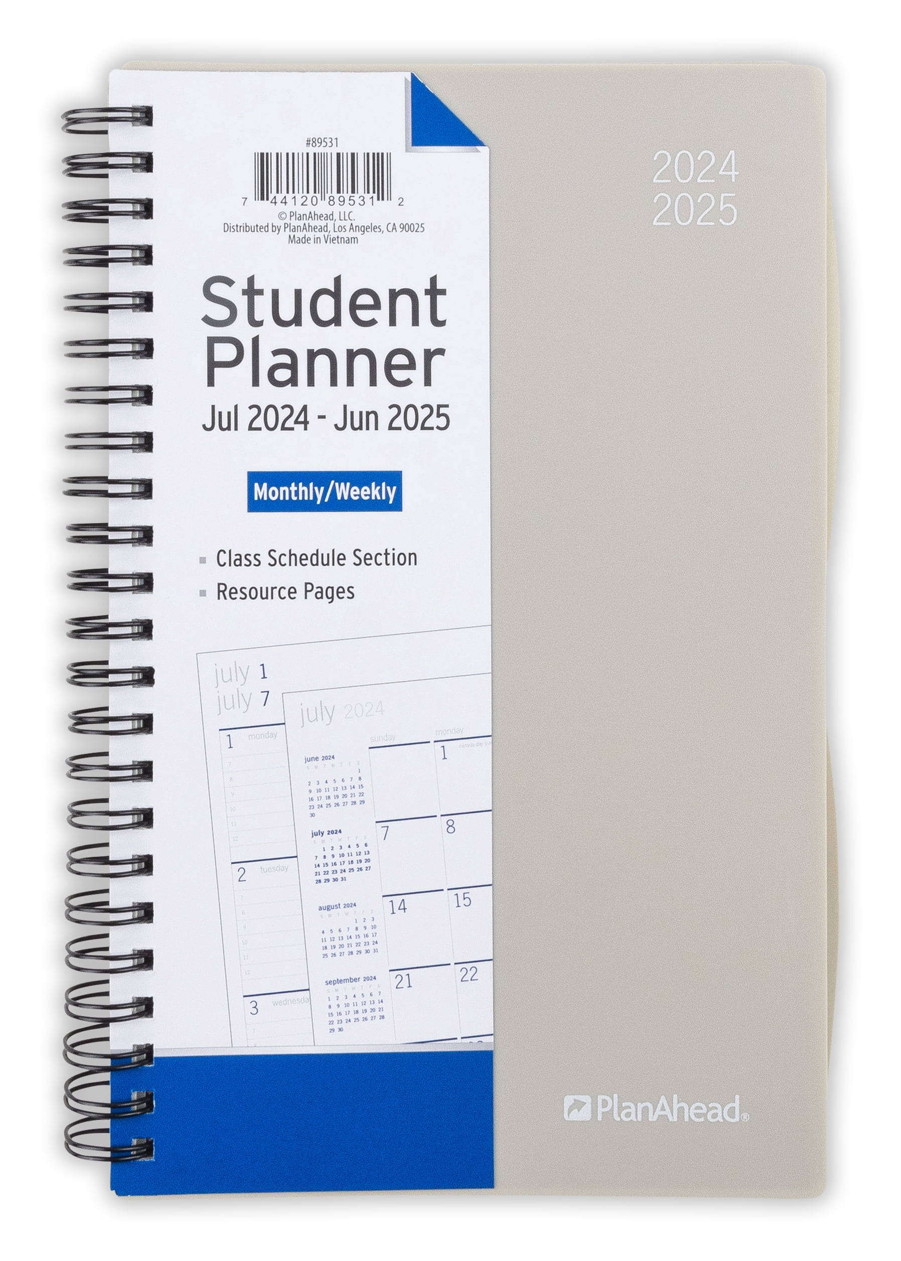 PlanAhead Academic July 2024-June 2025 Student Planner (8 x 5) Gray ...