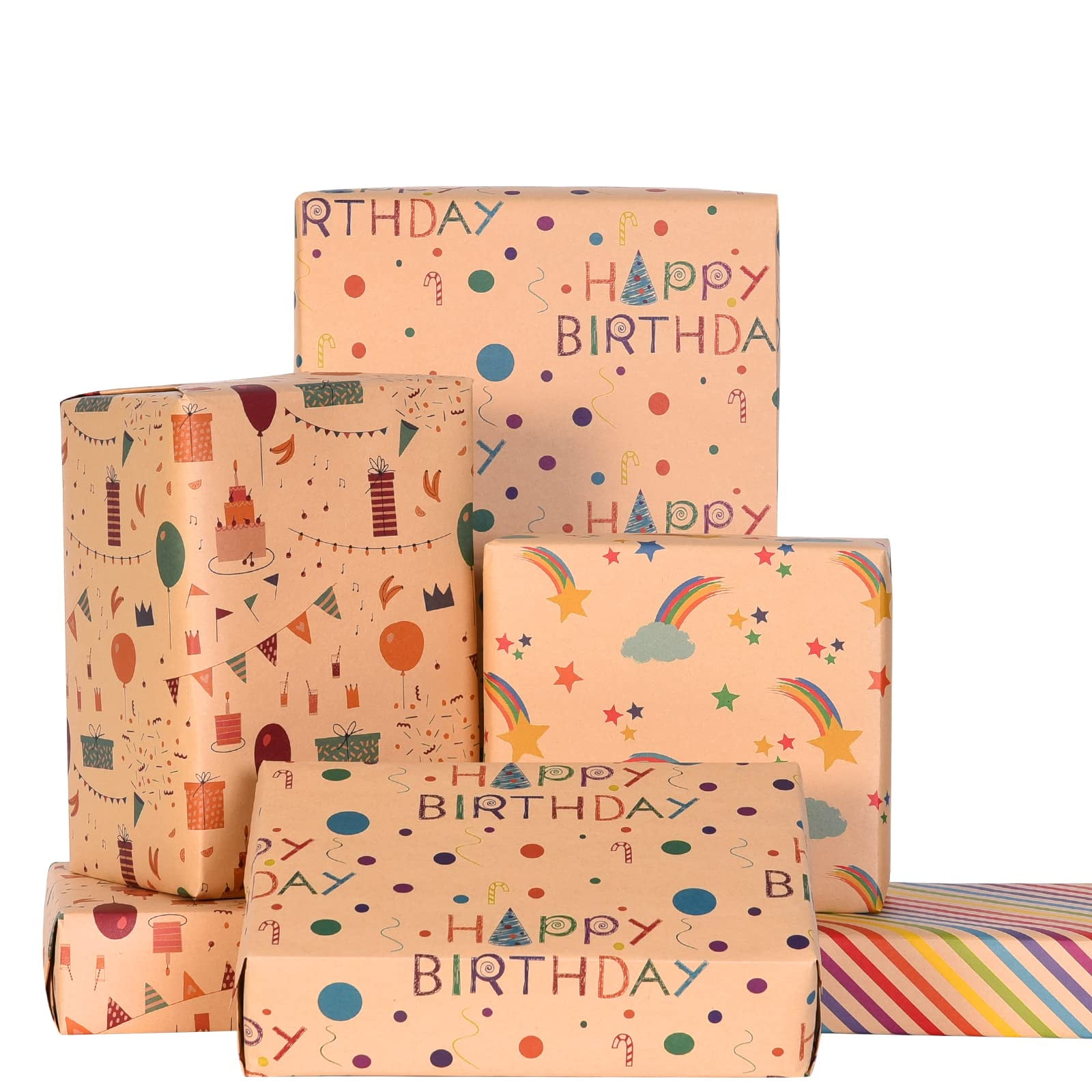 PlandRichW Birthday Wrapping Paper for Kids Girls Women Boys Men,12 ...