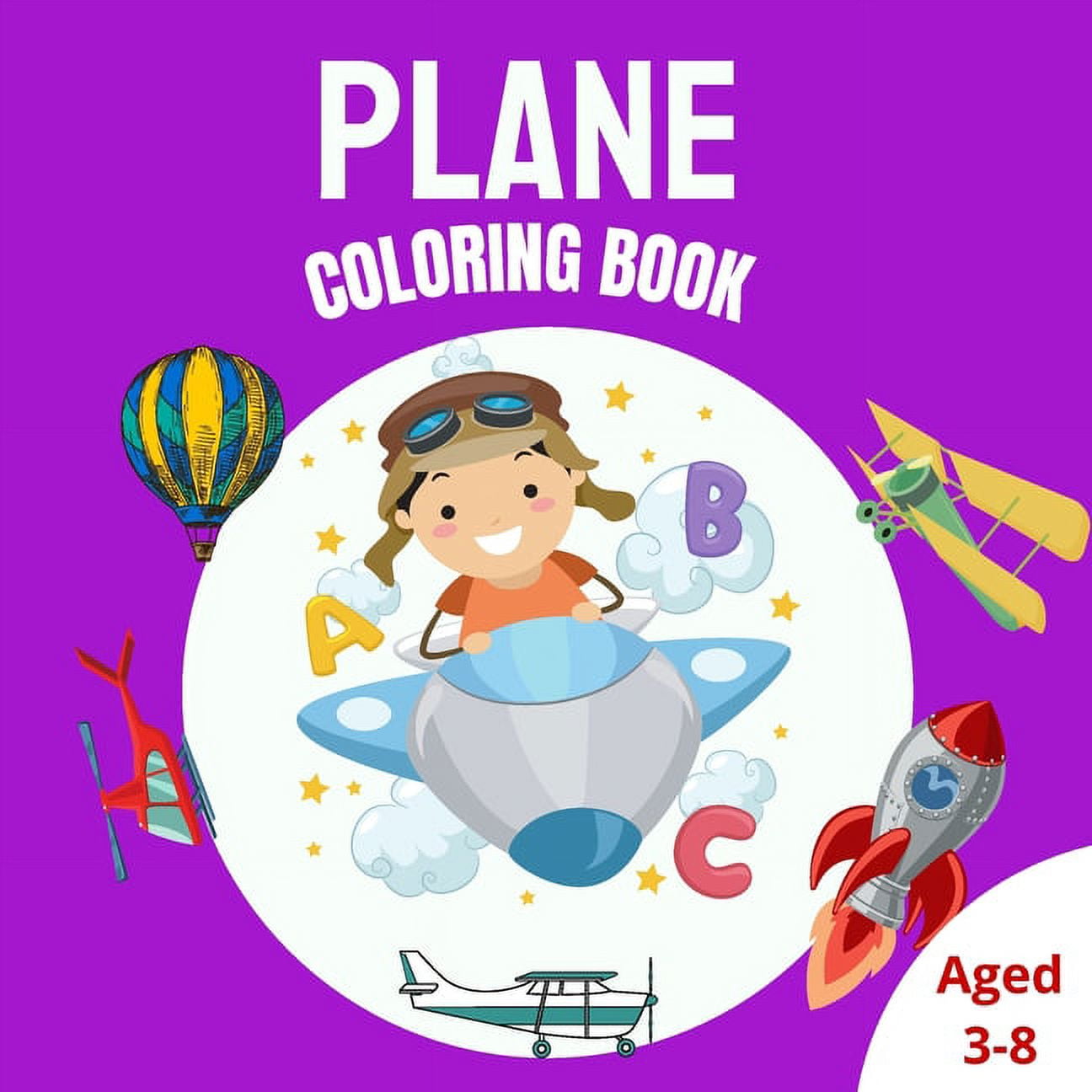 Plane Coloring Book : Cute Coloring Page with Airplane, Helicopters ...