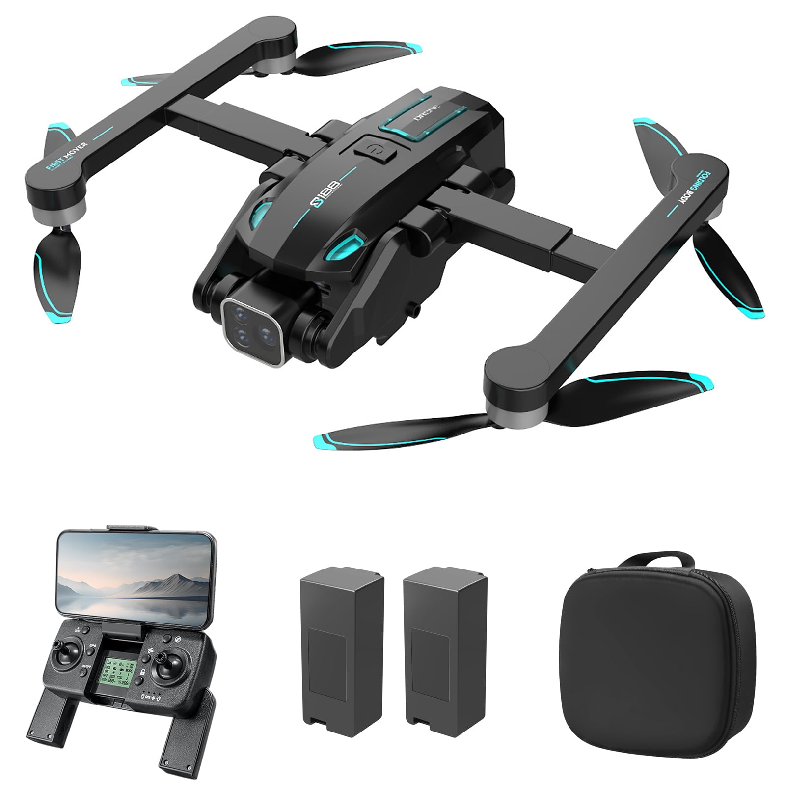 Plane GPS Remote Control Quadcopter With Dual Camera 8K 180 ESC Up/Down ...