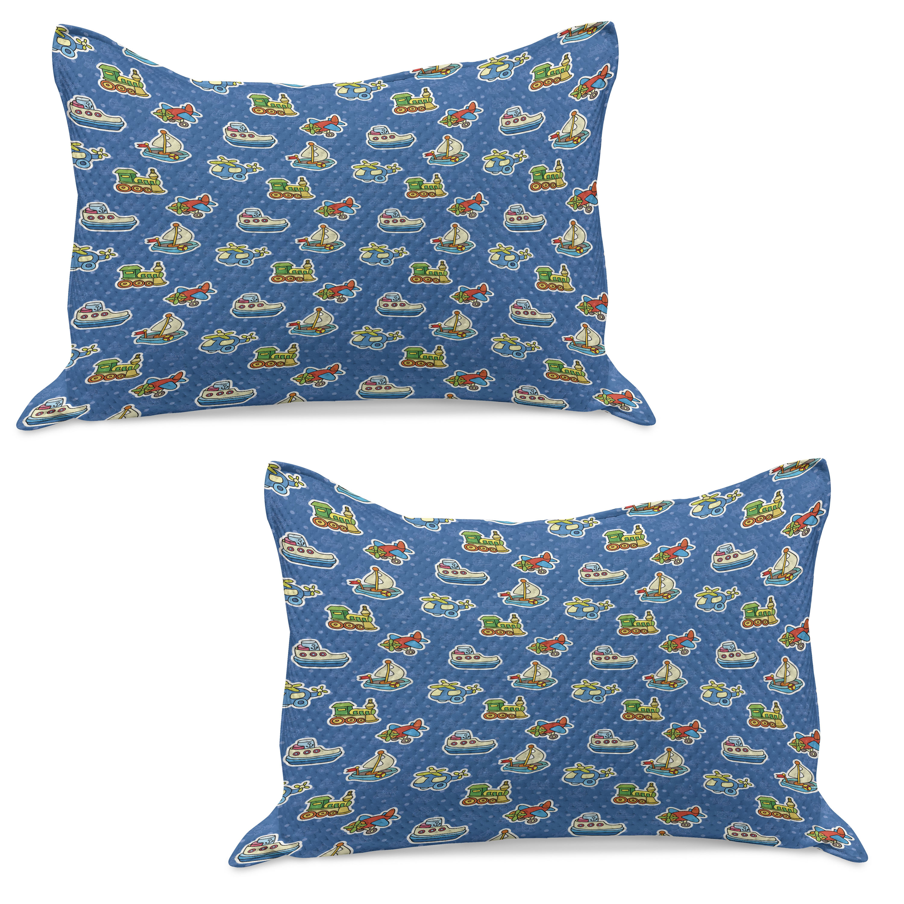 Plane Knitted Quilt Pillowcover Set of 2, Pattern Train Sail Boat ...