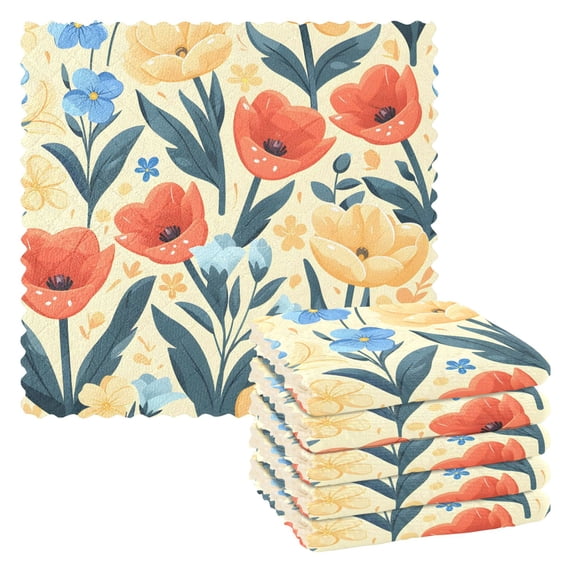Plane Leaves Flower Yellow Kitchen Cloth Dish Towels for Drying Washing ...