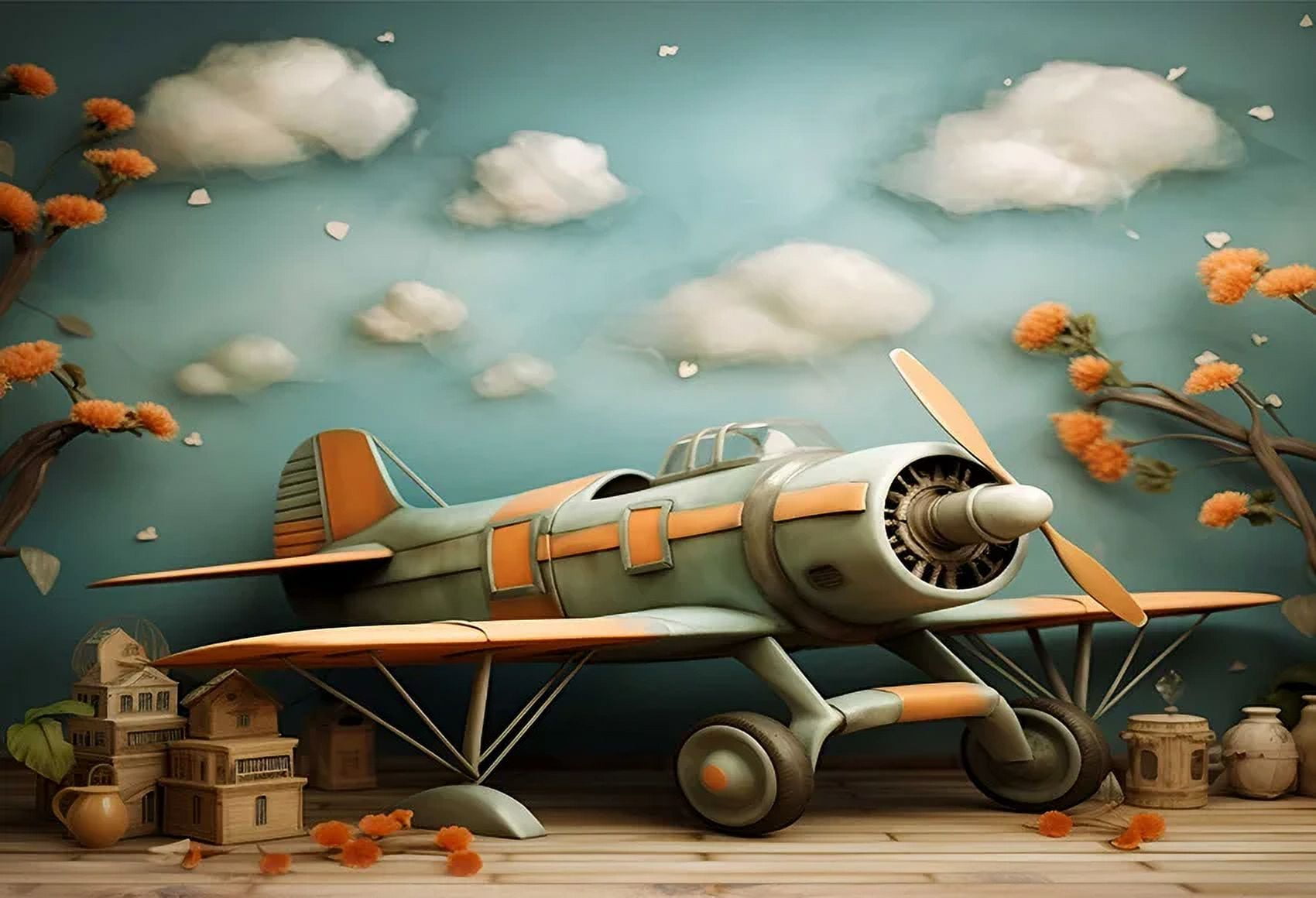 Plane Pilot Aircraft Travel Flower Kids Birthday Cake Smash Portrait r ...