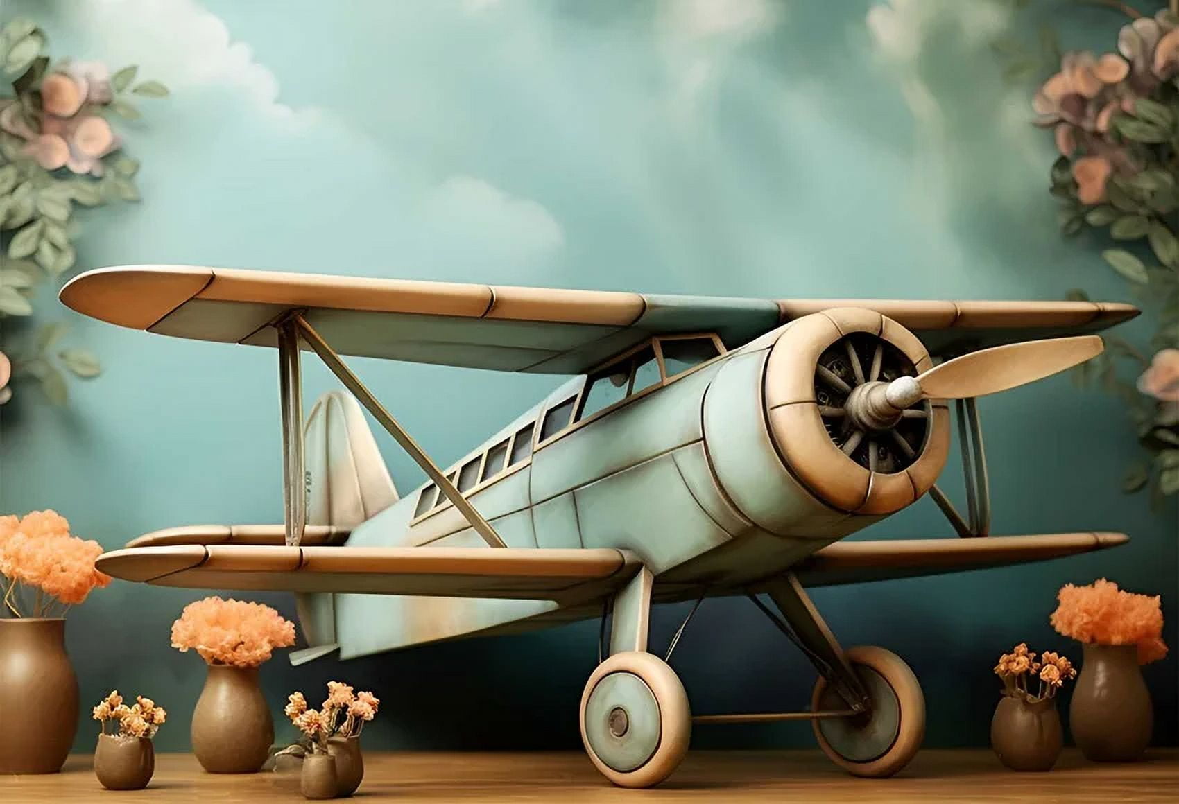 Plane Pilot Aircraft Travel Flower Kids Birthday Cake Smash Portrait r ...