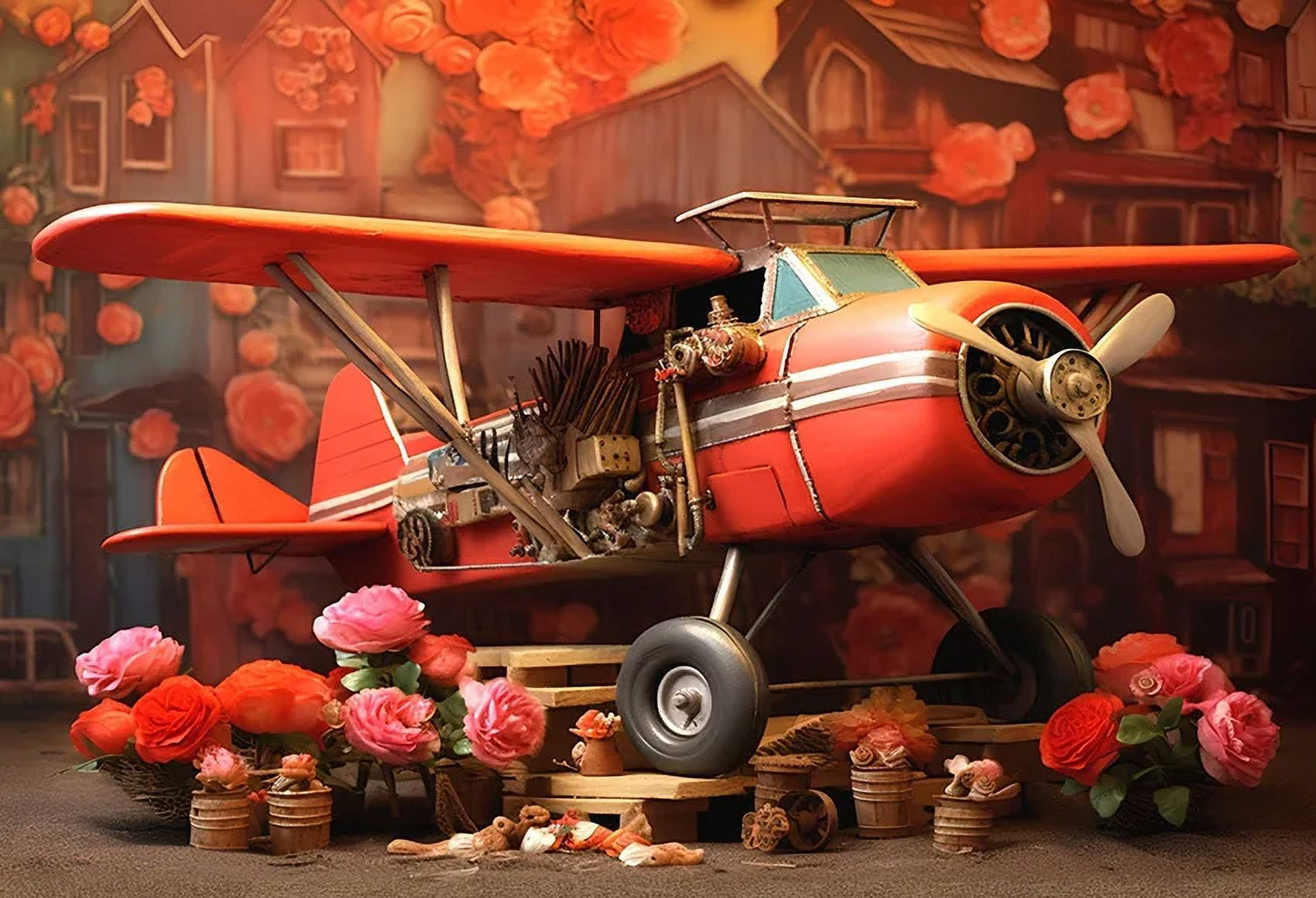 Plane Pilot Aircraft Travel Flower Kids Birthday Cake Smash Portrait r ...