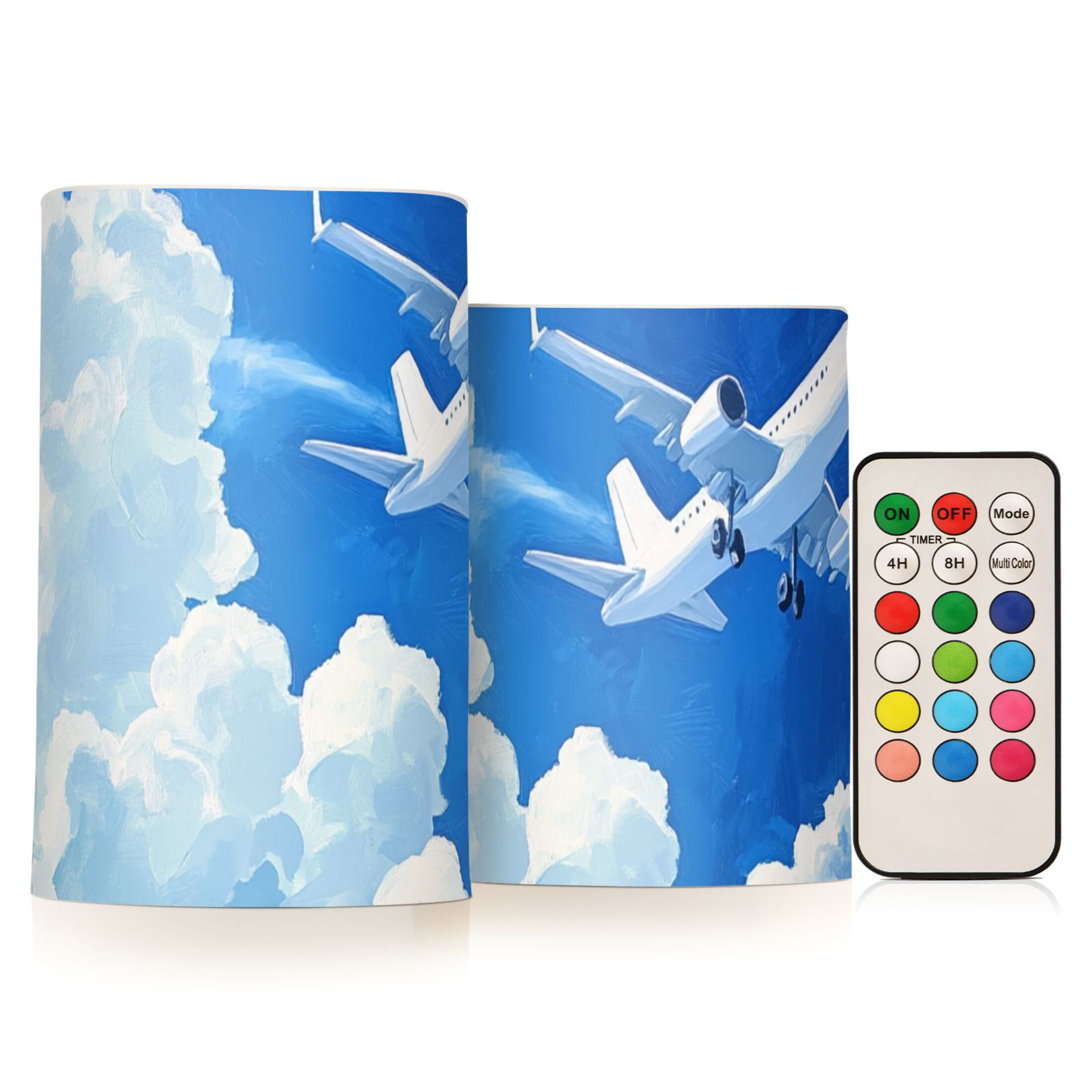 Plane Sky White Clouds Oil Painting Flickering Flameless Candles LED ...
